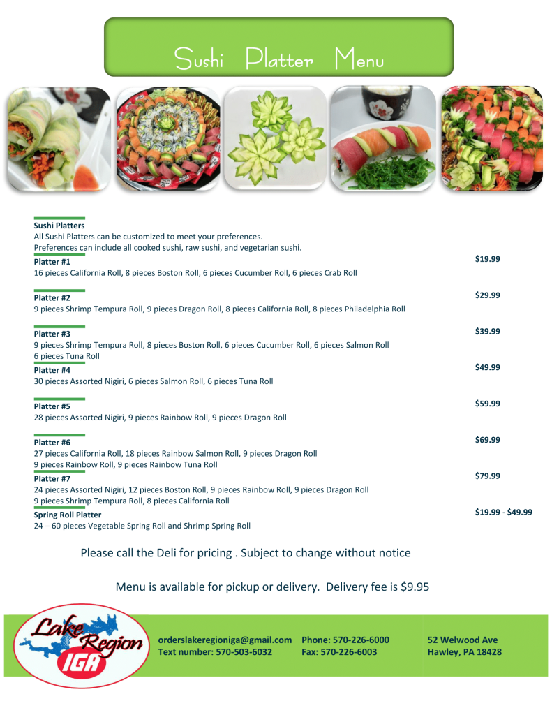 Party Platter Menu | Lake Region IGA